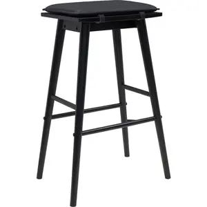 JONATHAN Y Peroni Classic Saddle-seat Solid Wood/vegan Leather Backless Stool With Removeable Cushion - Black (30.5" Bar Stool)